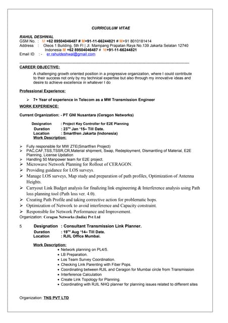 Rahul Deshwal, Telecom