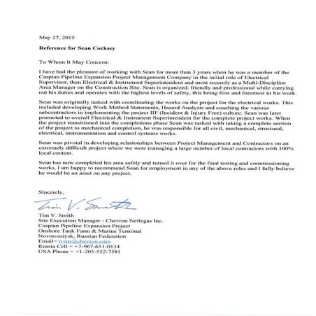 Sean Cocksey Reco Letter | PDF