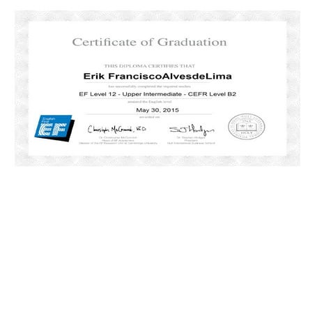 Certificates - EF Level 12 - Upper Intermediate -CEFR Level B2 | PDF