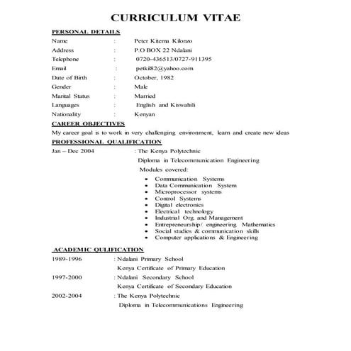 peter kilonzo CURRICULUM VITAE(2)(1) | DOCX
