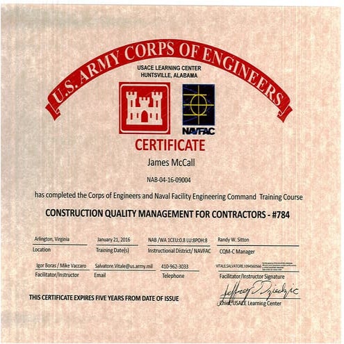 TMcCall's USACE & NAVFAC CQMC Re-Certification | PPT