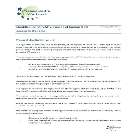 Identification for VAT purposes | PDF