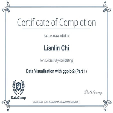 ggplot2 Part 1 Certificate | PPT