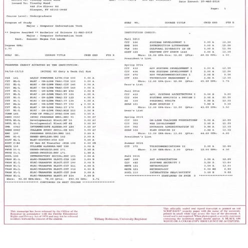 Transcript Data for_Timothy_Wood | PDF