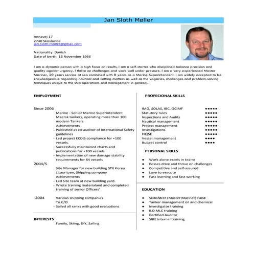 one page CV | PDF | Sailing | Sports