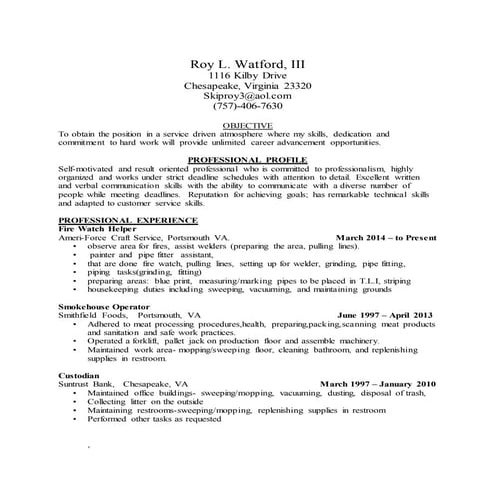 Patricia E. Hill Resume | DOC