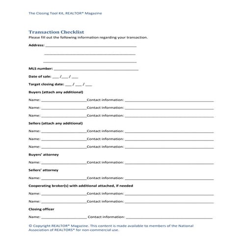 Closing_Transaction_Checklist | PDF