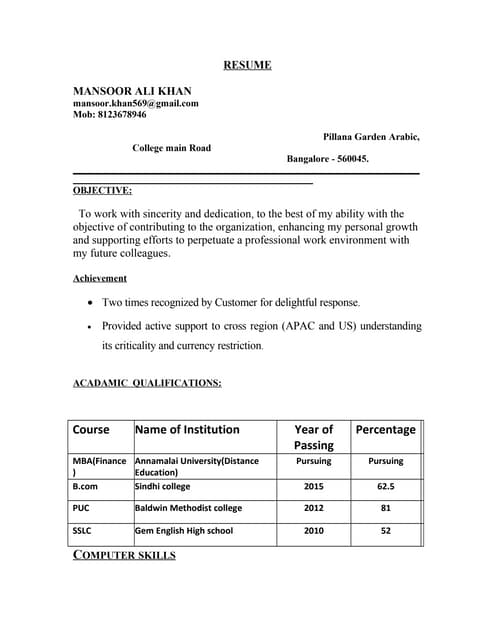 Cv permit receiver shams alam-01-2 | PDF