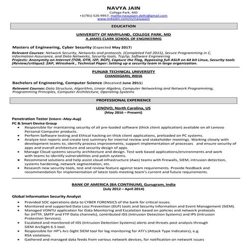 Jain_Navya_resume | PDF | Operating Systems | Computer Software and Applications