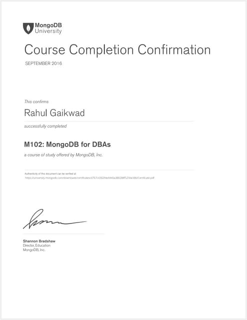 MongoDB Atlas Certificate | PDF | Technology & Computing