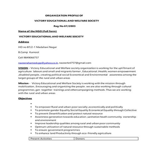 Victory ORGANIZATION PROFILE OF (1) (2) | DOCX