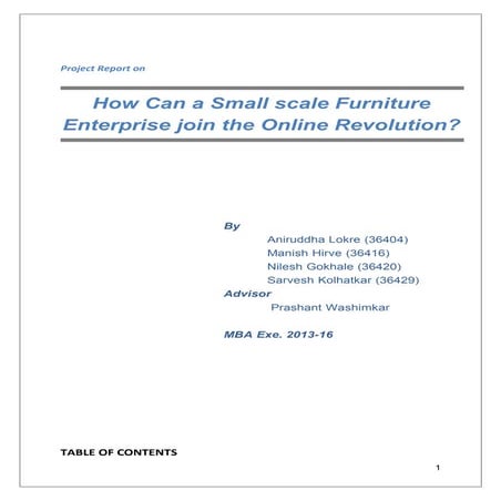 Project Report - SME Furniture E Retail R4 | DOC