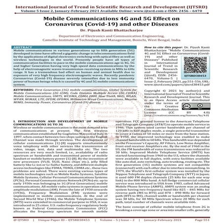Mobile Communications 4G and 5G Effect on Coronavirus Covid 19 and ...