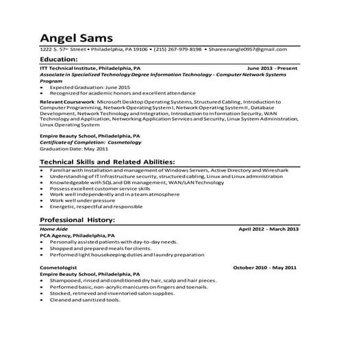 Angel S. Sams - Resume | DOCX