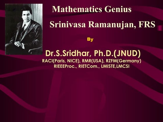 PPT ON Srinivasa ramanujan | PPTX | Hinduism | Religion & Spirituality