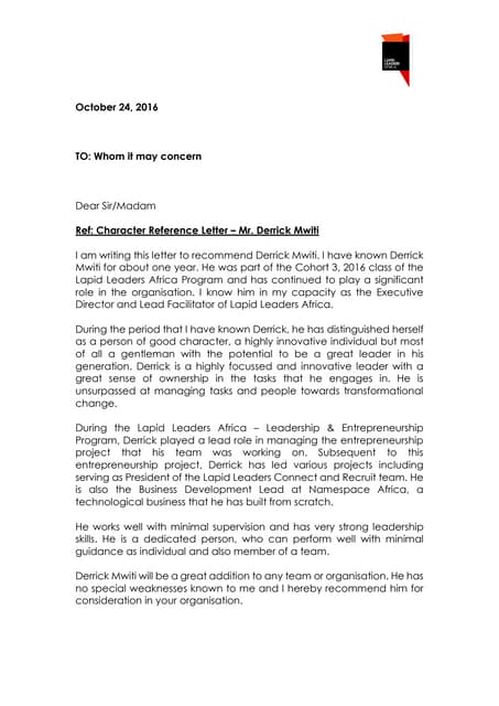 Recomendation Letterderrick Mwiti Pdf