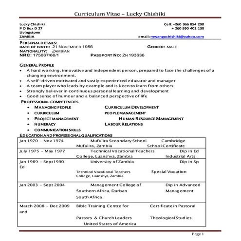 Curriculum Vitae Short version | DOCX