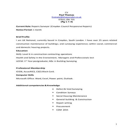 CV -Paul Thomas - 2015 Pgs 1-3 Current | PDF