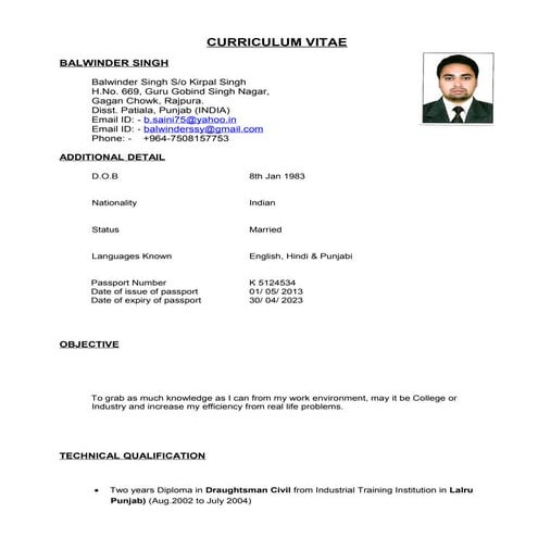 Balwinder Singh (Resume) | DOC