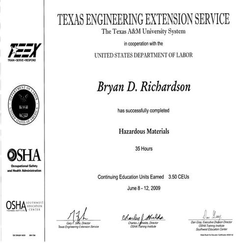 CSHO Haz Materials | PPT