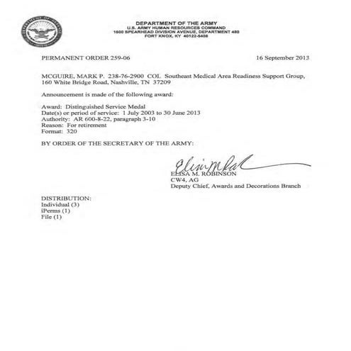 Sample Award Recommendation DA Form 638 | PDF