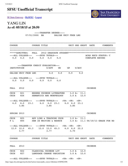 Daniel Clark's OC Transcript | PDF