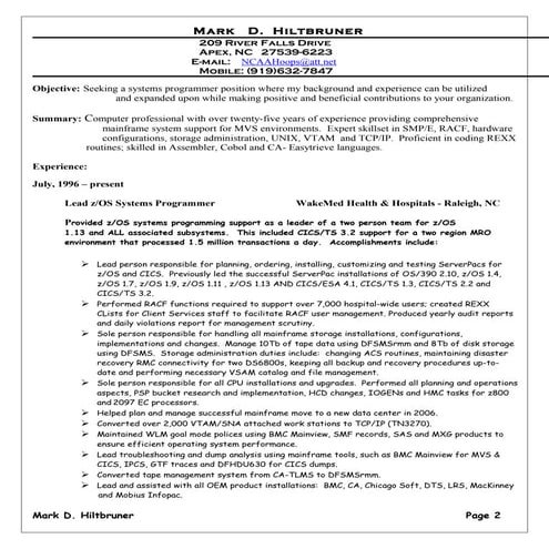 Mark's Professional Resume | DOC
