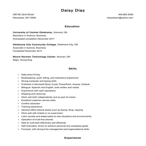Daisy's Resume | RTF