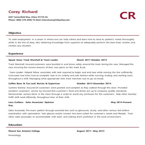 Corey Resume | DOCX