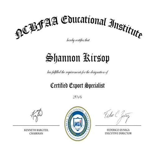 Shannon Kirsop_2016 CES Certificate | PPT