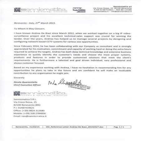 Sanniomatica Reference Letter | PDF
