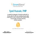 Syed_Hussain,_PMP-ScrumAlliance_CSM_Certificate