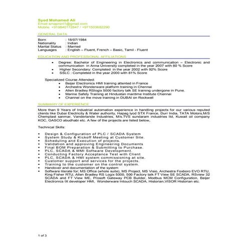CV_S.Syed mohamed Ali _ PLC_SCADA_ENGINEER | PDF