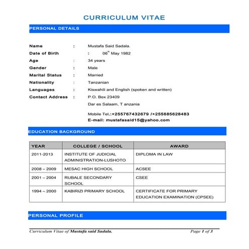 MUSTAFA CV 002 2016 | PDF