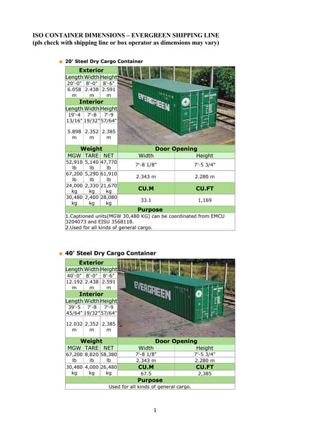 Marine Cargo Container Specifications | PDF | Logistics and ...