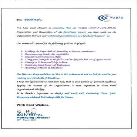 Extra Miler Award | PDF