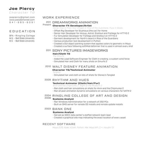 joepiercy_resume01 | PDF | Computing | Technology & Computing