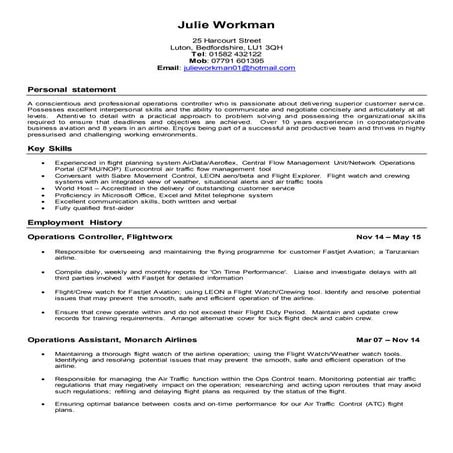 Julie Workman CV 2016 aviation | DOCX