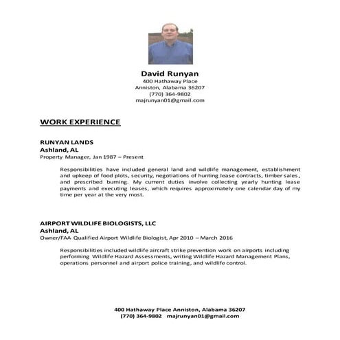 David Runyan resume | PDF