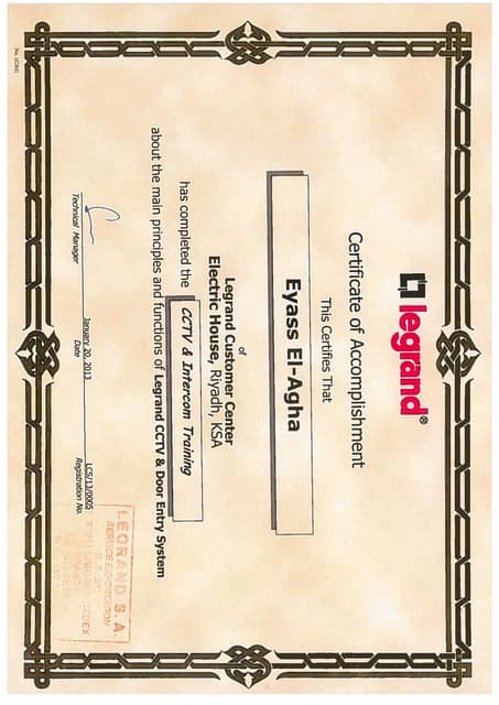 Legrand Certificate | PDF
