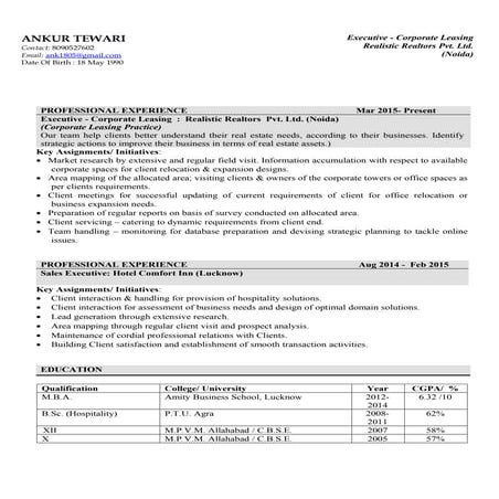 Resume-Ankur Tewari (1) | DOC
