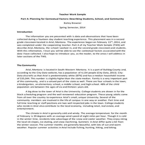 Teacher Work Sample Classroom Management | DOCX