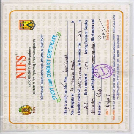 Diploma in fire safety certificate | PDF