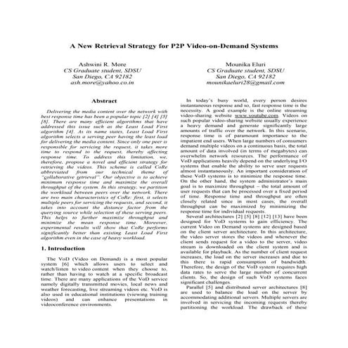 P2P Video-On-Demand Systems | PDF