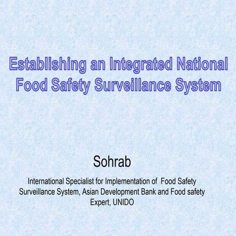 INTEGRATED APPROACH TO NATIONAL FOOD SAFETY SURVEILLANCE- SB | PPT