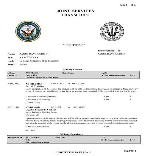 military transcript | PDF