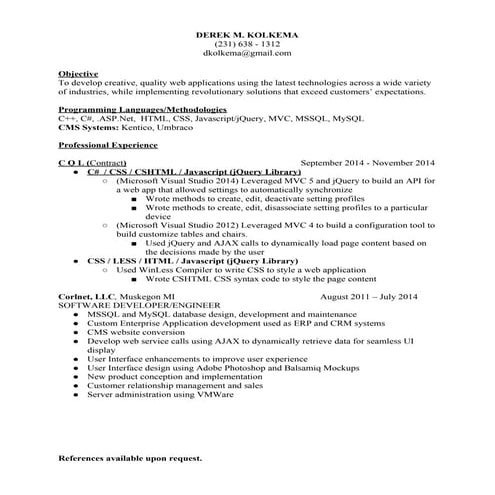 DerekKolkema-Resume6.4.14 (1) | PDF