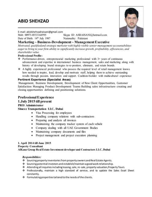 Zubair Resume | DOCX | Business | Business and Finance