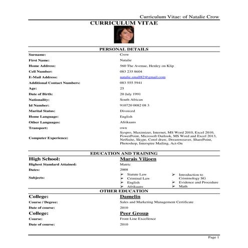 Natalie Crow OHS & Legal Liability Certificate | PDF