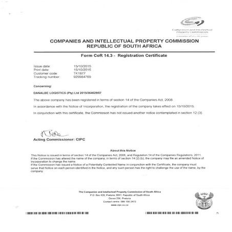 Company Registration Certificate | PDF